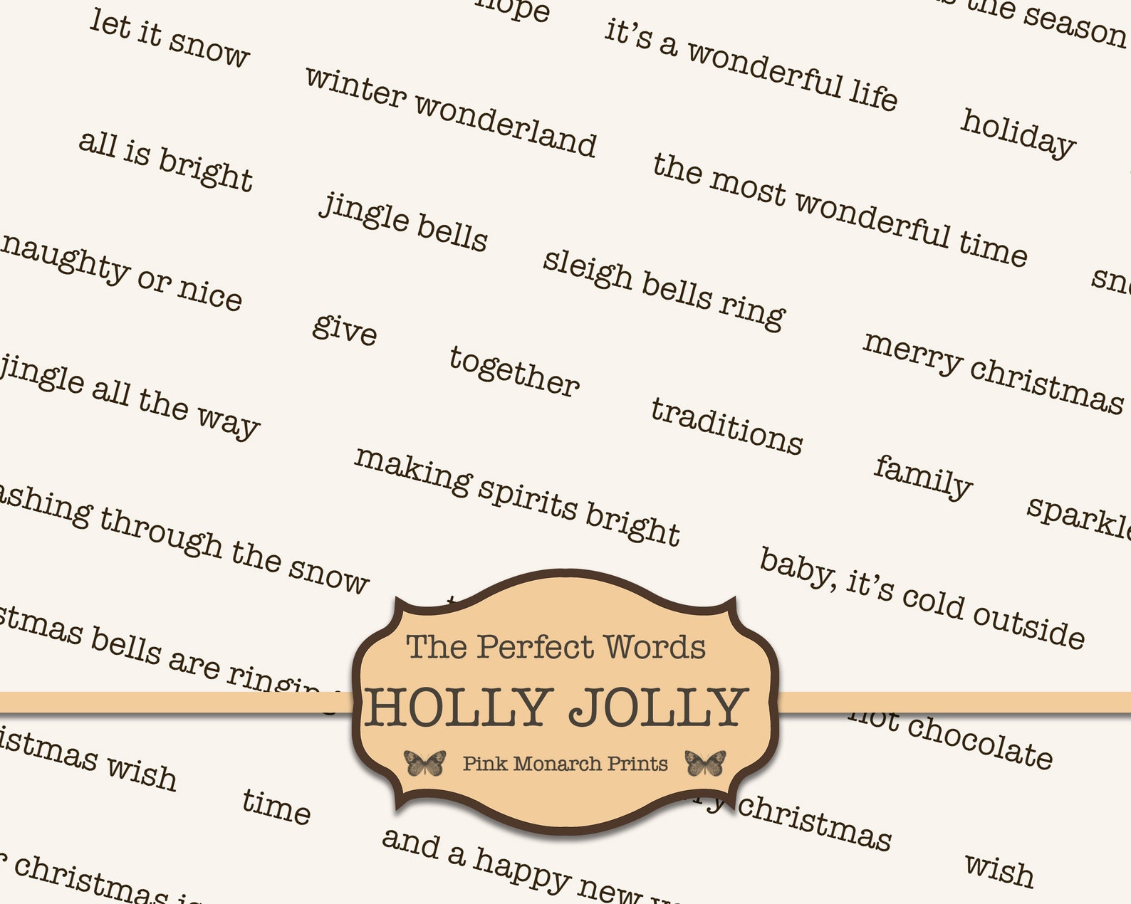 Christmas Words Digital Christmas Words and Phrases Words - Etsy