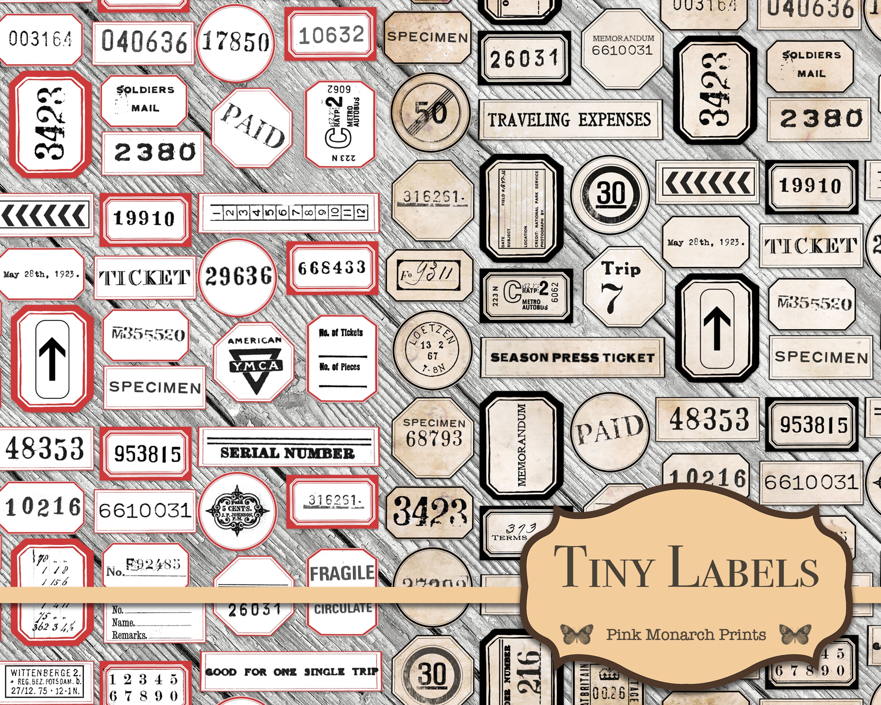 Tiny Labels, Junk Journal Supplies, Vintage Ephemera, Junk Journal ...