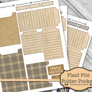 Plaid File Folder Pockets, Junk Journal Supplies, Vintage Ephemera ...