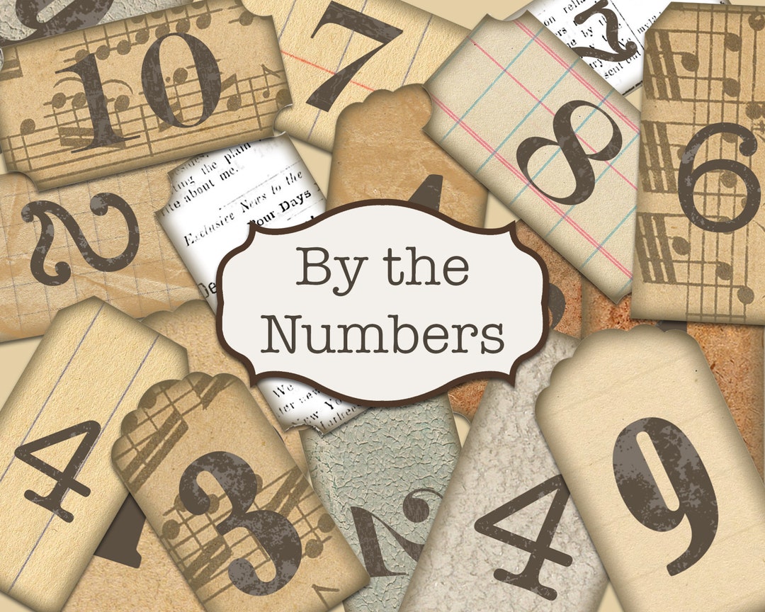 Digital Numbers, Junk Journaling Ephemera, Printable Numbers, Digital ...