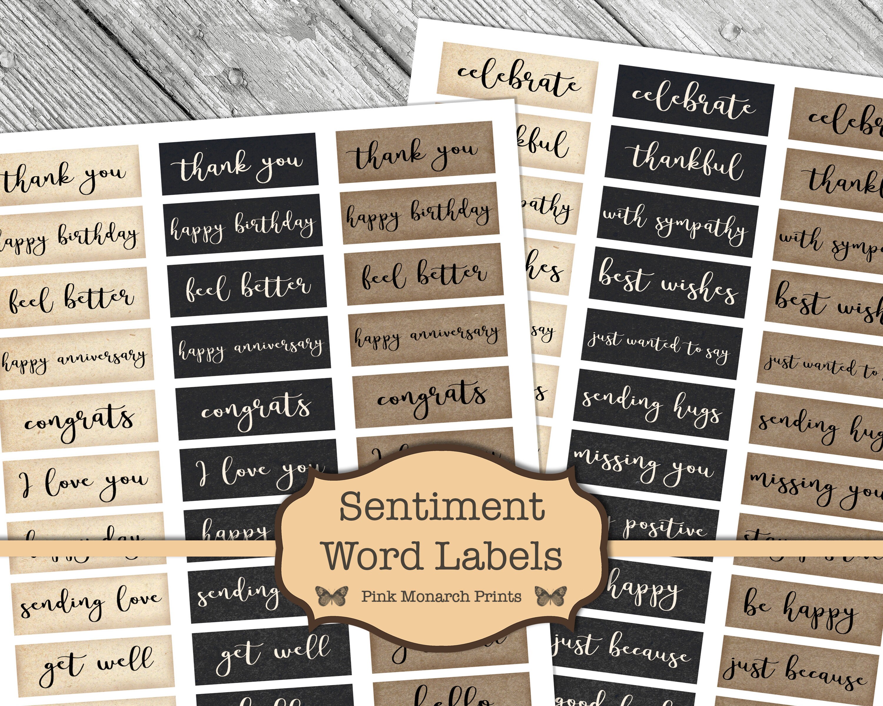 Sentiment Word Labels Junk Journaling Words Words for Junk - Etsy