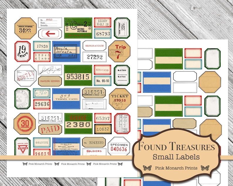 Found Treasure Labels, Junk Journal Supplies, Vintage Ephemera, Junk ...
