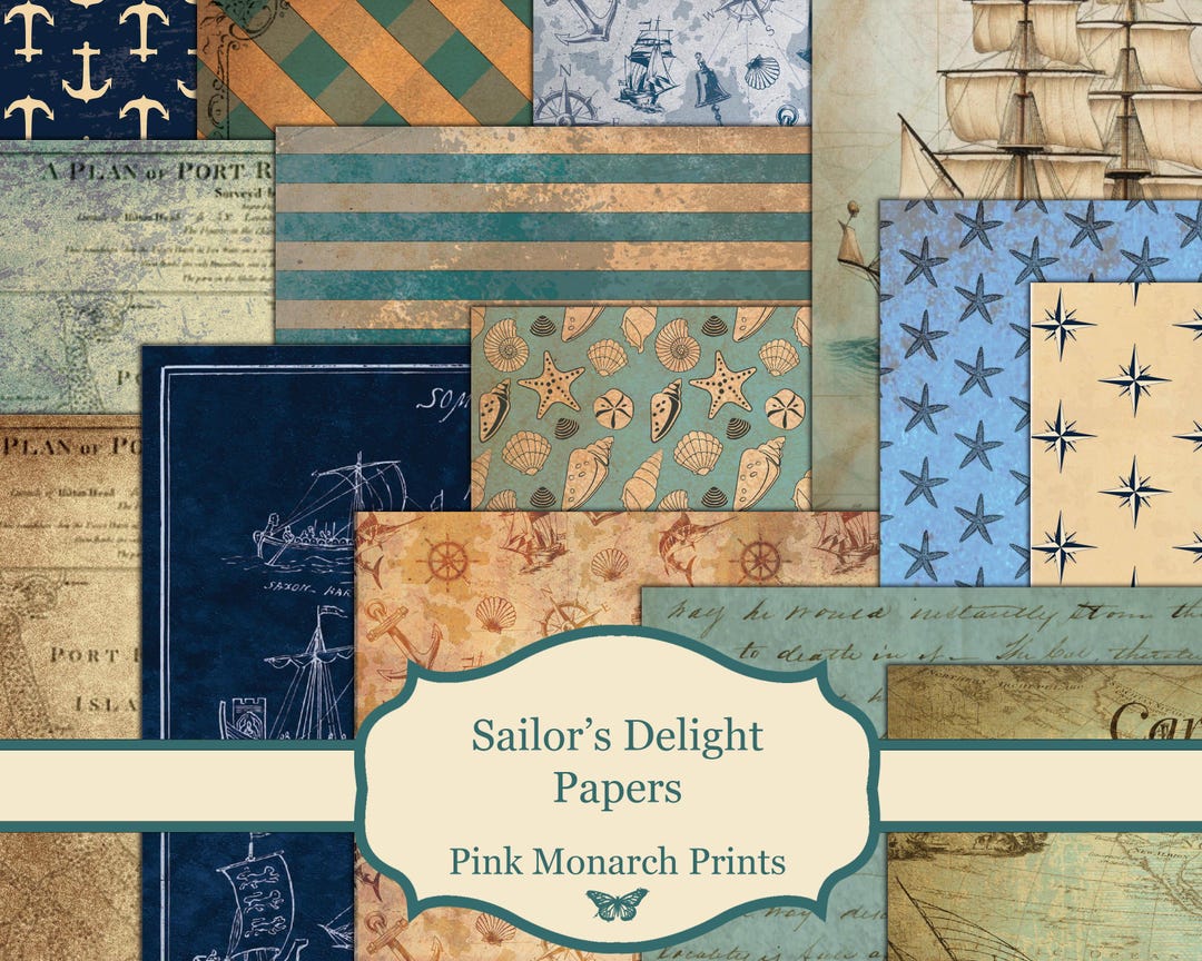 Sailors Delight Papers, Beach, Ocean, Printable Papers, Digital Junk ...