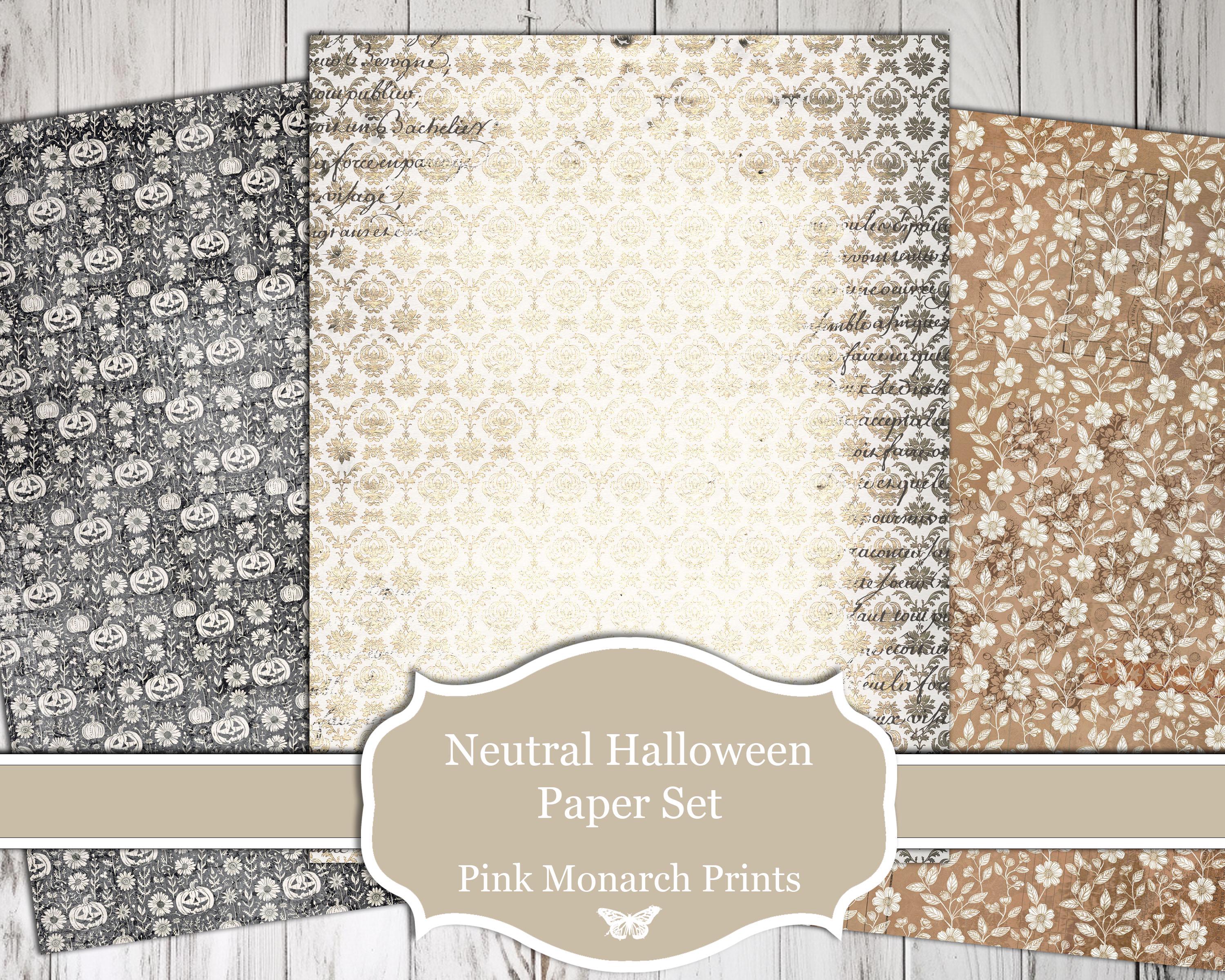 Neutral Halloween Papers, Printable Papers, Junk Journal Kit, Junk ...