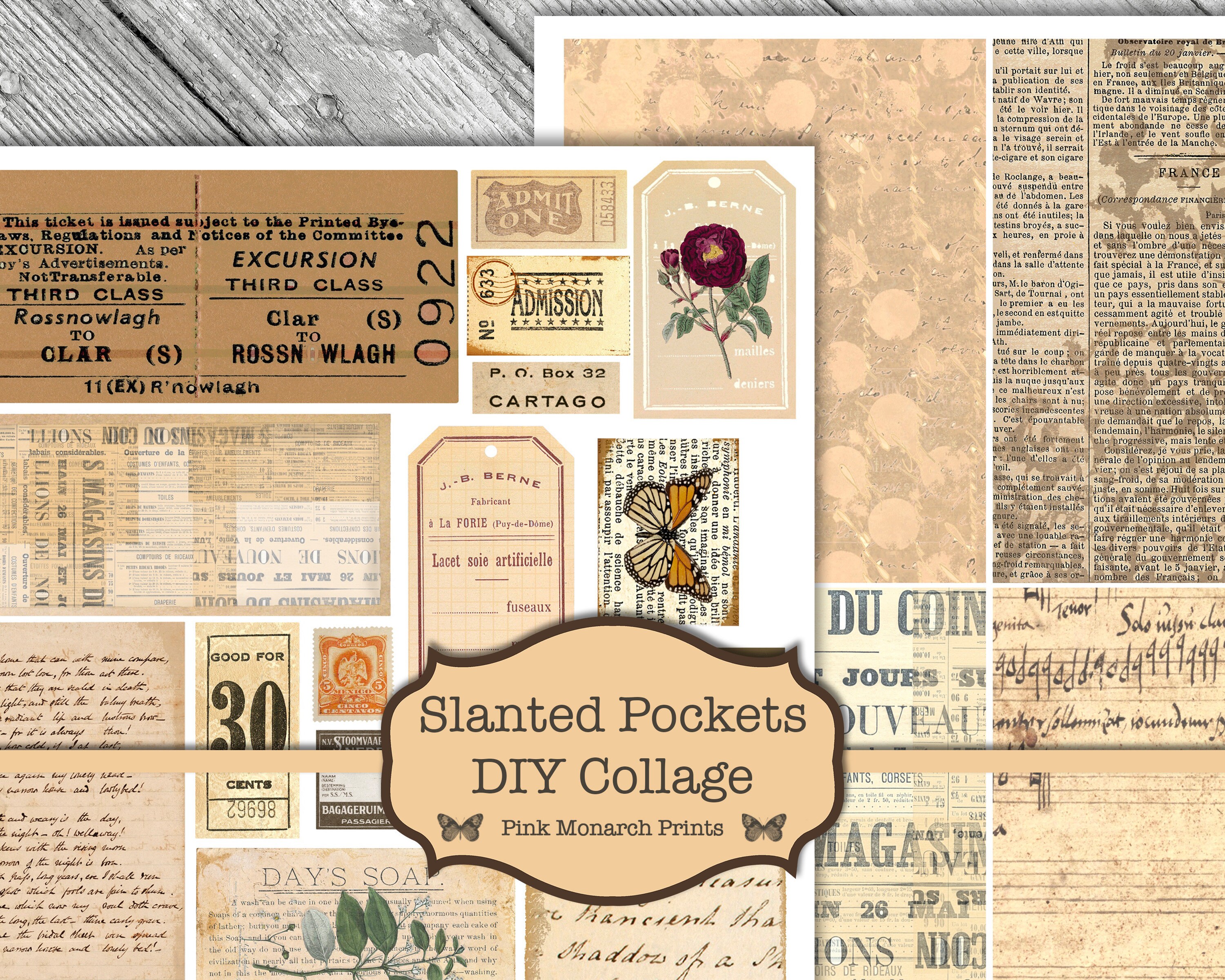 Slanted Pocket DIY Collage Junk Journal Kit Digital Junk - Etsy