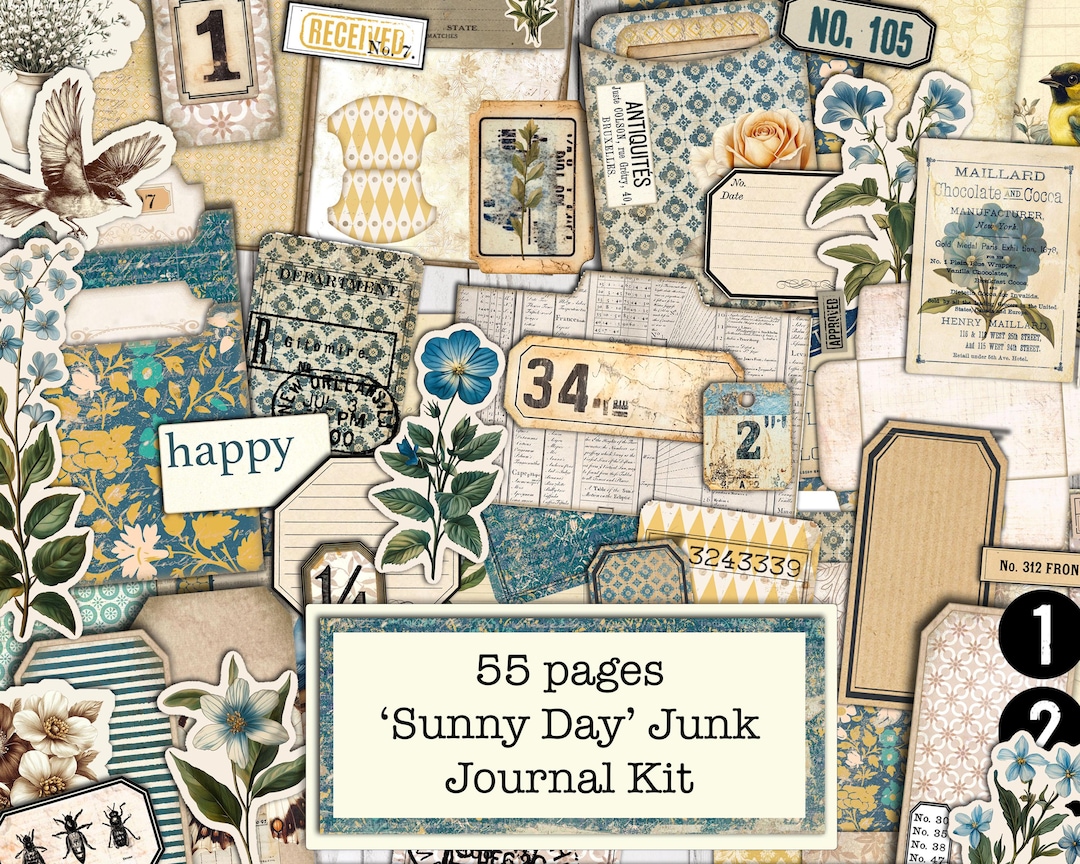September 2024 Large Kit, Sunny Day, Junk Journal Supplies, Junk ...