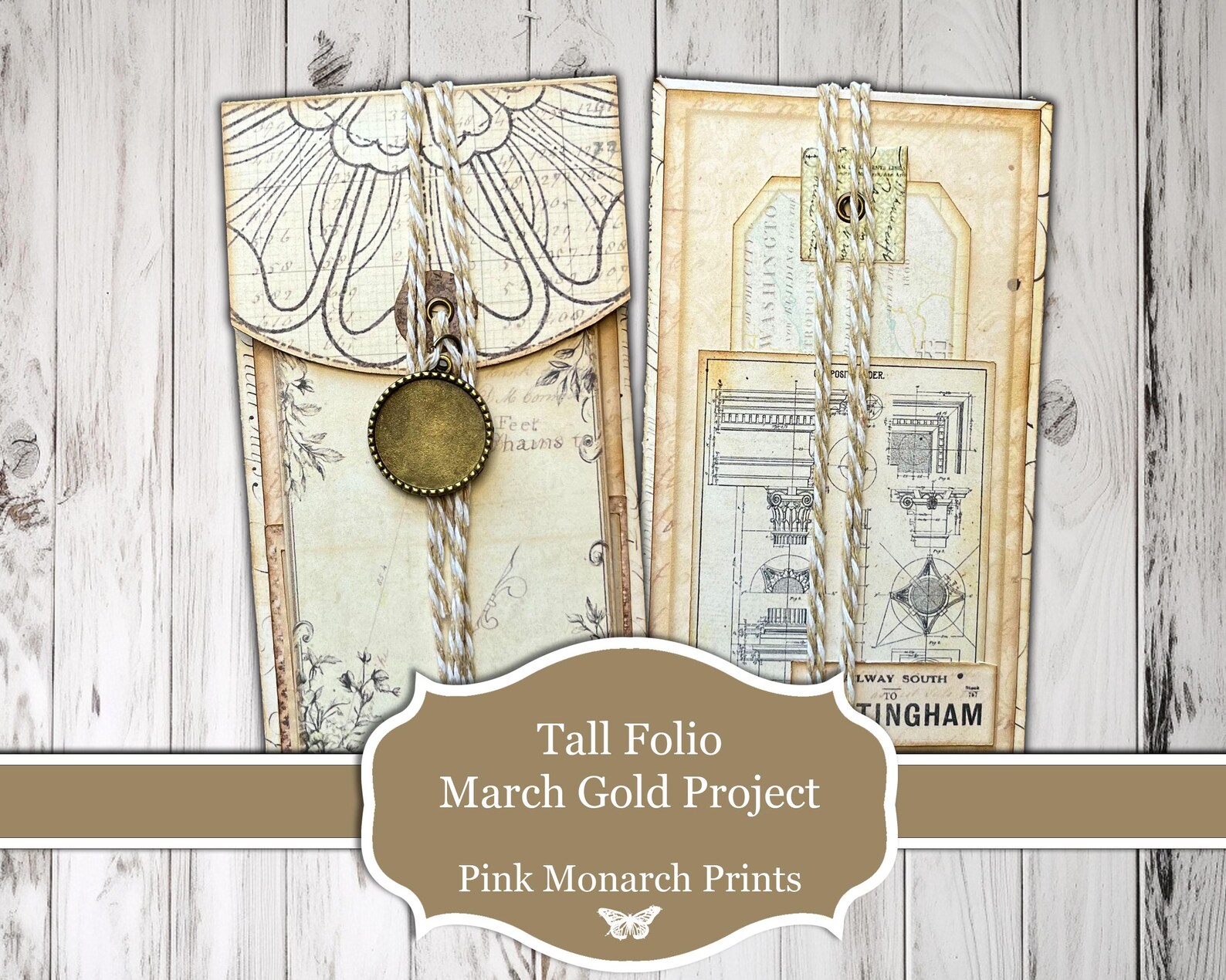 Tall Folio March Gold Project: Scrapbook and Junk Journal Kit (digital ...
