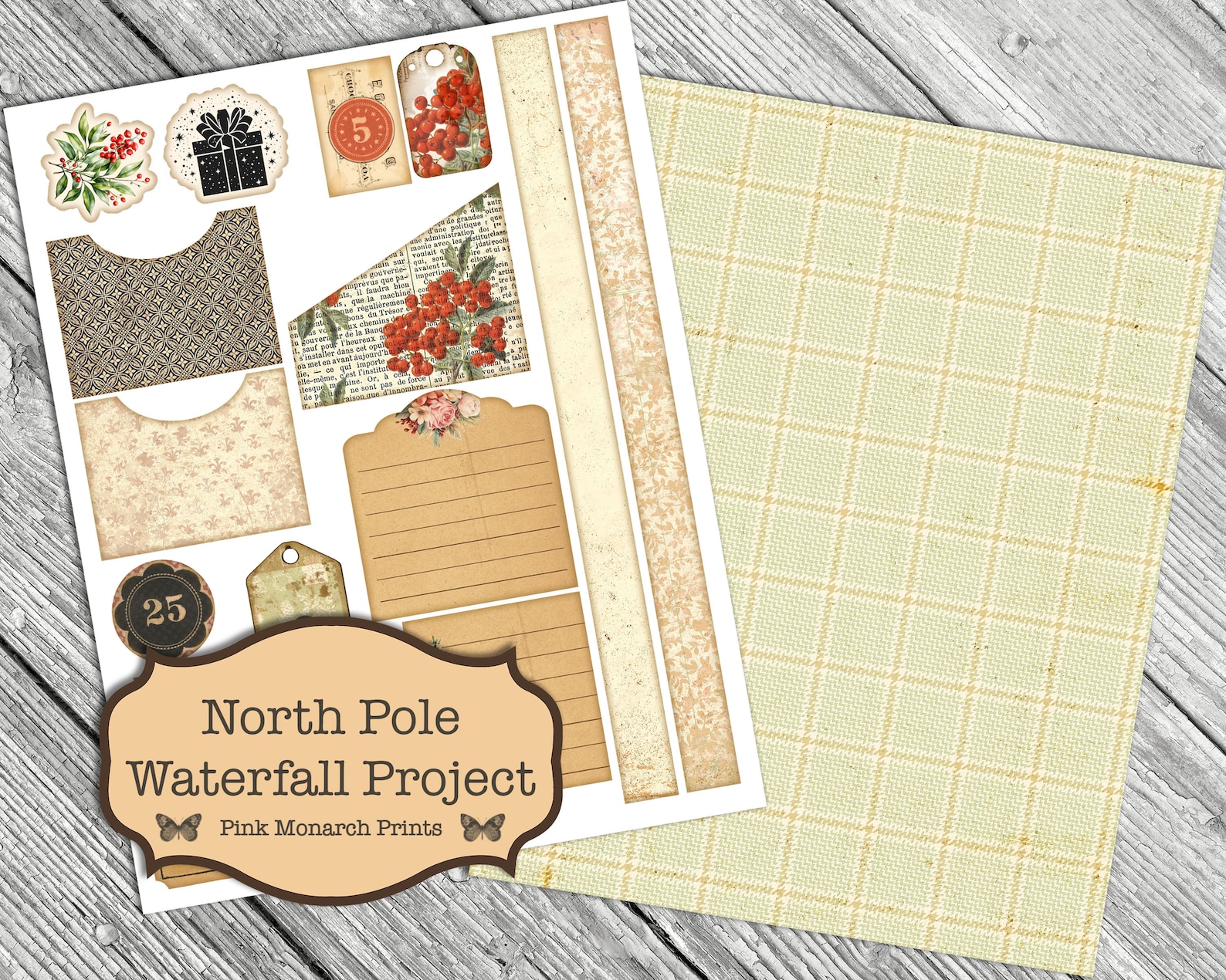 North Pole Waterfall Project, Junk Journal Kit, Junk Journal, Folio ...