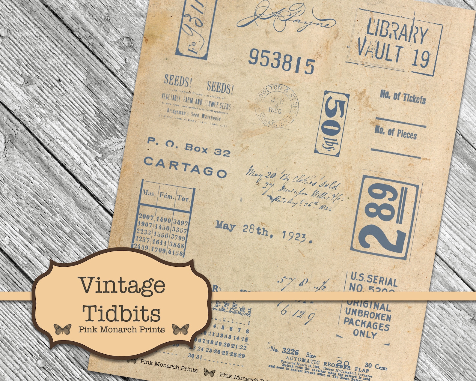 Vintage Tidbits, Junk Journal Kit, Junk Journaling Digitals, Collage ...