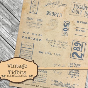 Vintage Tidbits, Junk Journal Kit, Junk Journaling Digitals, Collage ...