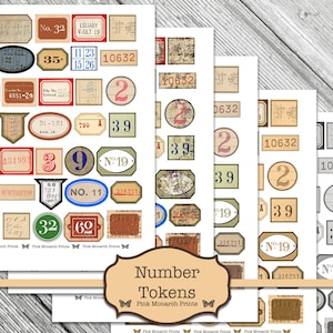 Number Tokens, Junk Journaling Labels, Words for Junk Journals, Junk ...