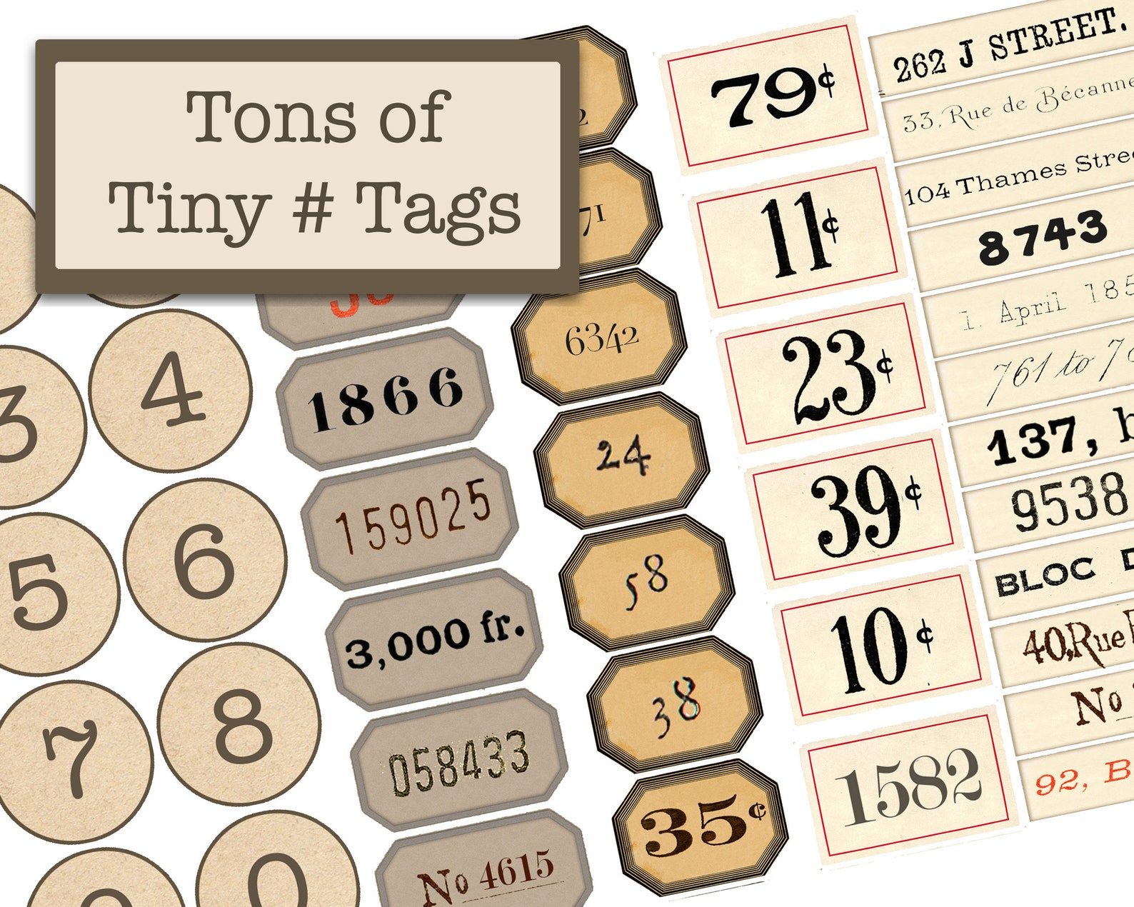 Junk Journal Kit, Junk Journaling Ephemera, Digital Number Stickers ...