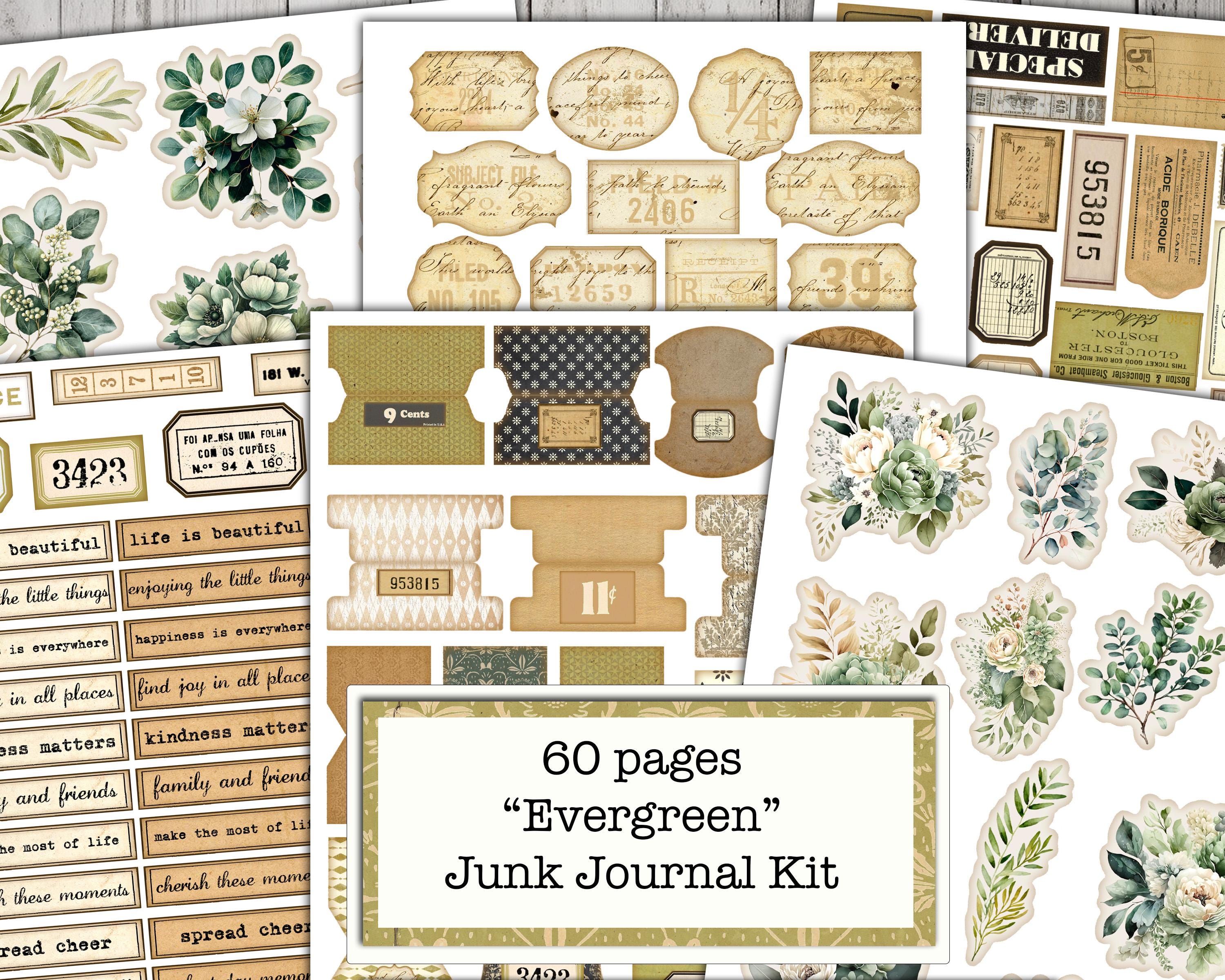 Evergreen Junk Journal Kit: 60 Pages, Large Printable Collection for ...