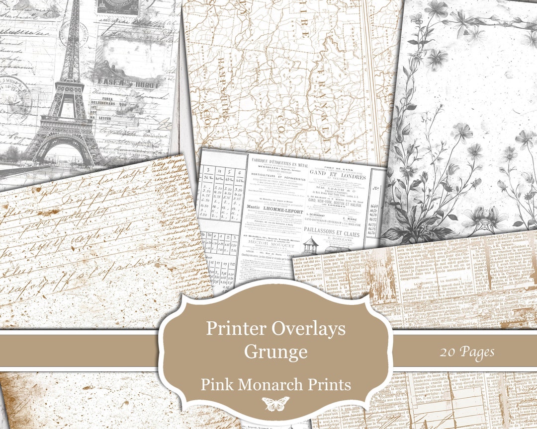 Printer Overlays, Ink Saver, Grungy, Stamp Effect, Junk Journal Paper ...