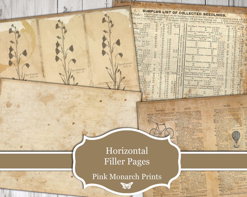 Horizontal Filler Pages, Landscape Papers, Digital Junk Journal ...