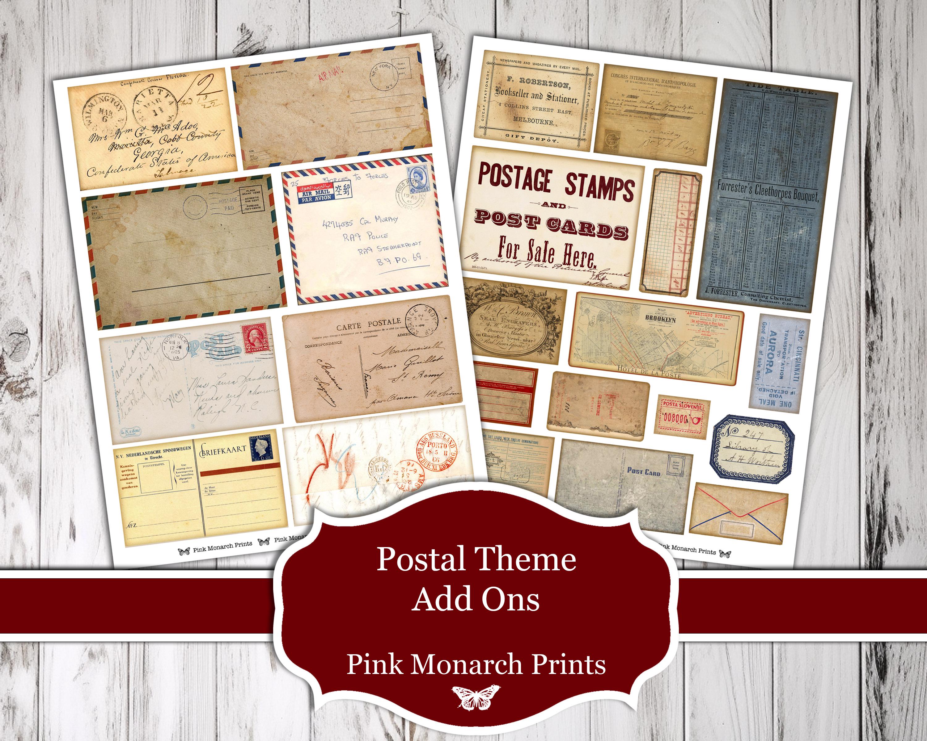Postal Theme Add Ons, Digital Printable Kit, Mail Junk Journal, Digital ...