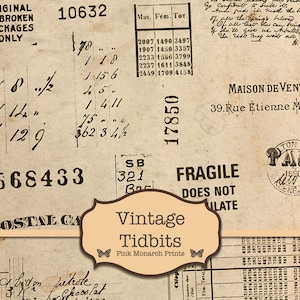 Vintage Tidbits, Junk Journal Kit, Junk Journaling Digitals, Collage ...