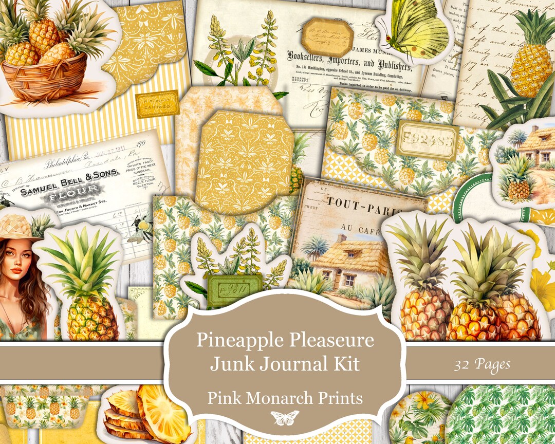 Pineapple Pleasure, Tropical Paper, Junk Journal Kit, Junk Journal ...