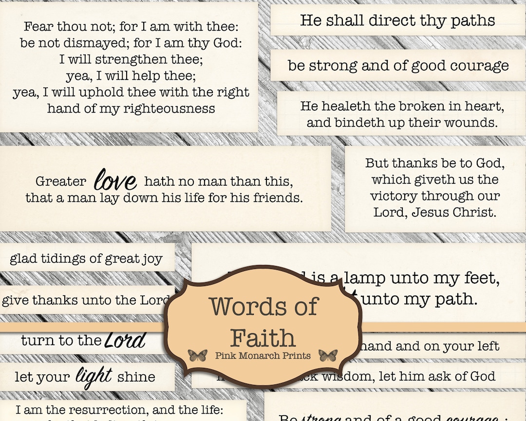 Words of Faith, Digital Words, Embellishments for Junk Journals ...