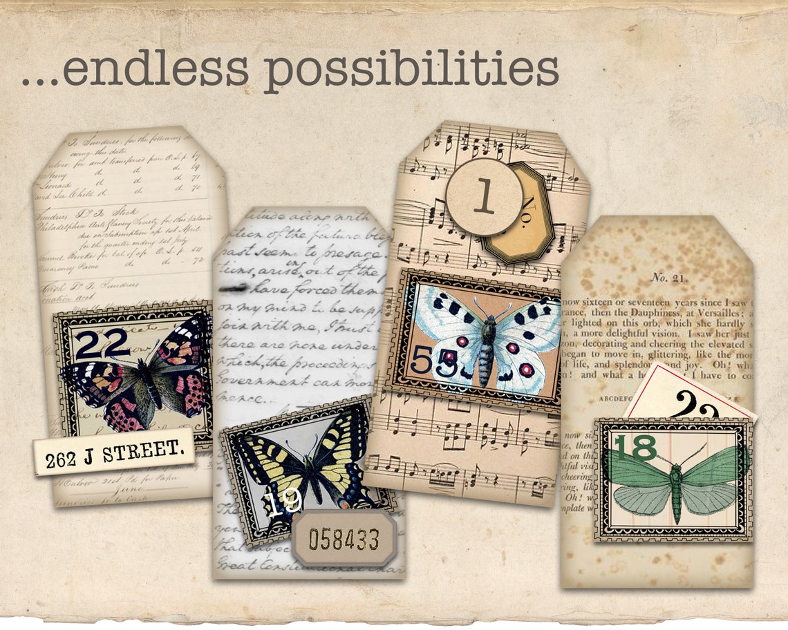Junk Journal Kit, Junk Journaling Ephemera, Digital Number Stickers ...
