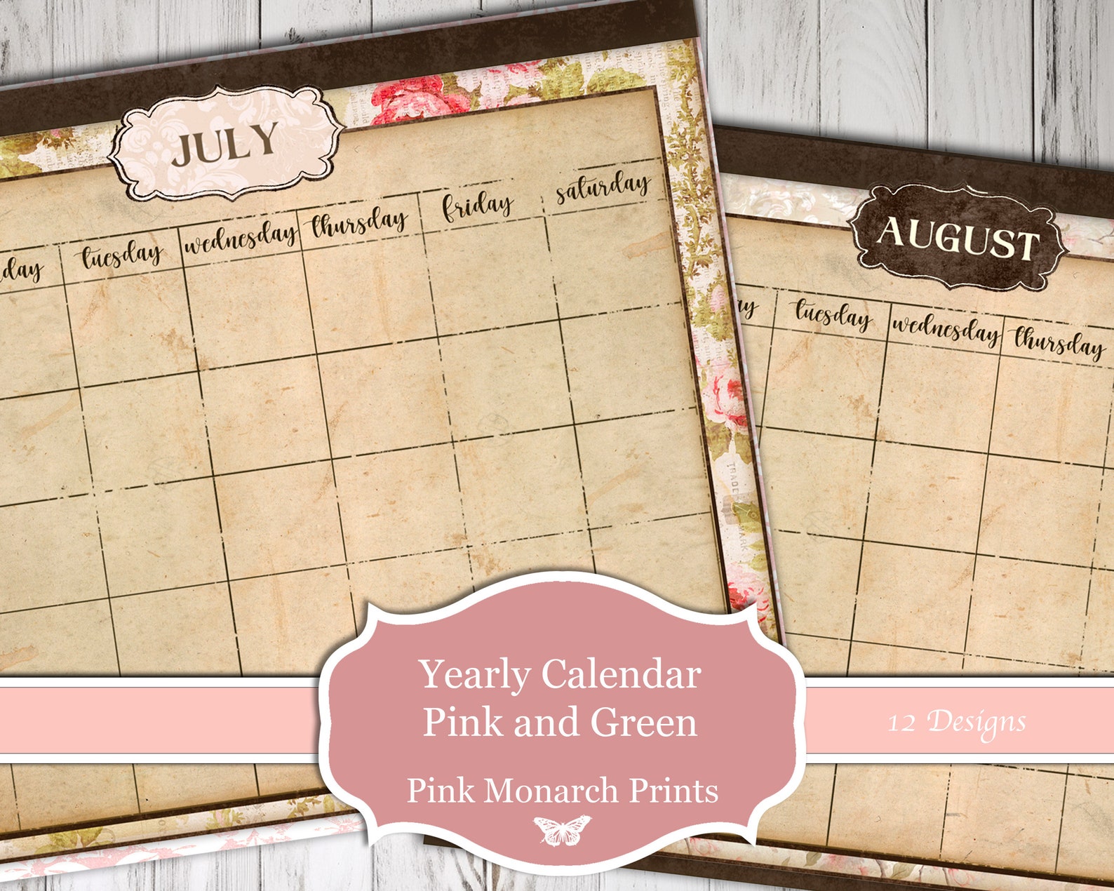 Custom, Junk Journal Calendar, Digital Planner, Junk Journaling Digital ...