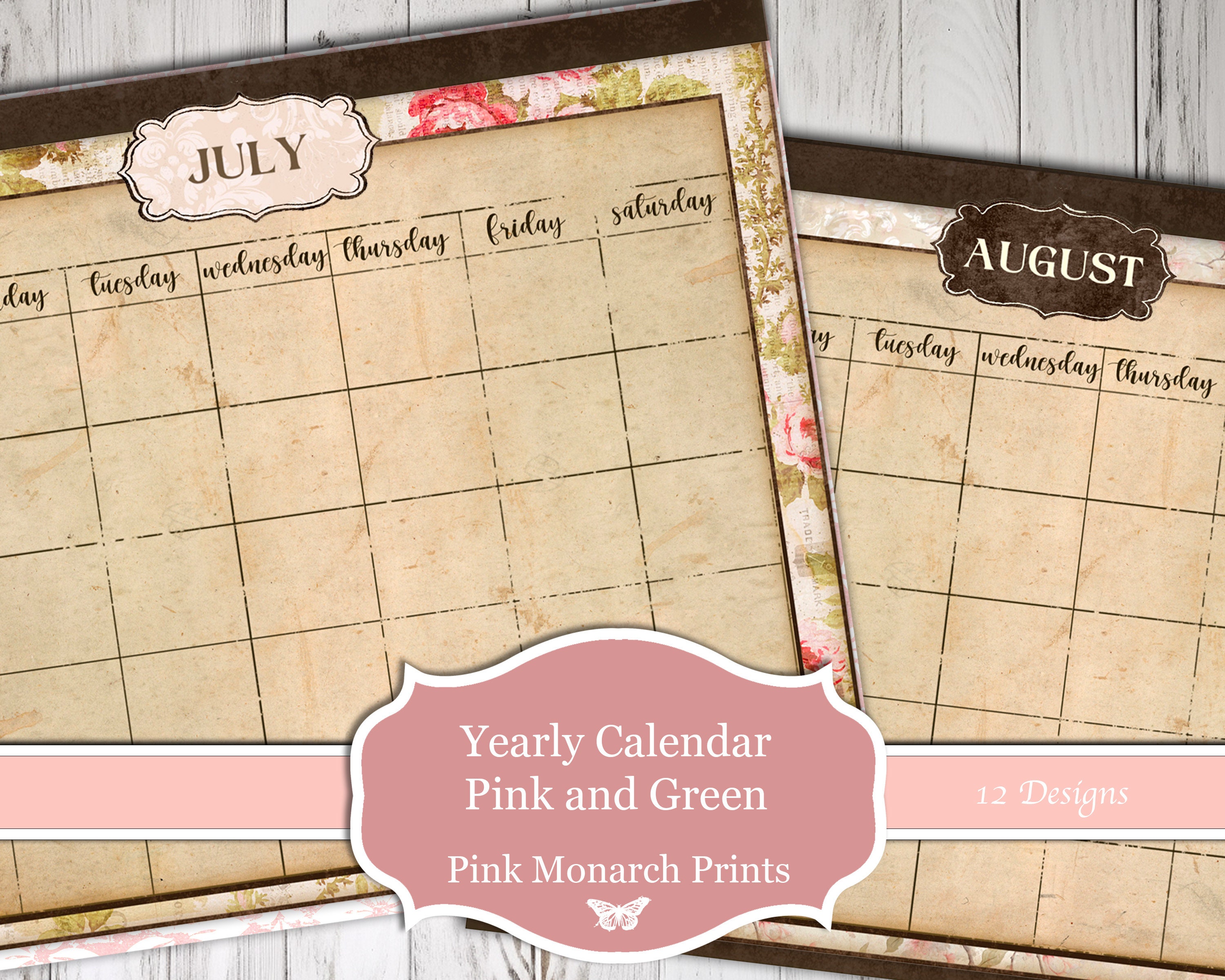 Custom, Junk Journal Calendar, Digital Planner, Junk Journaling Digital ...