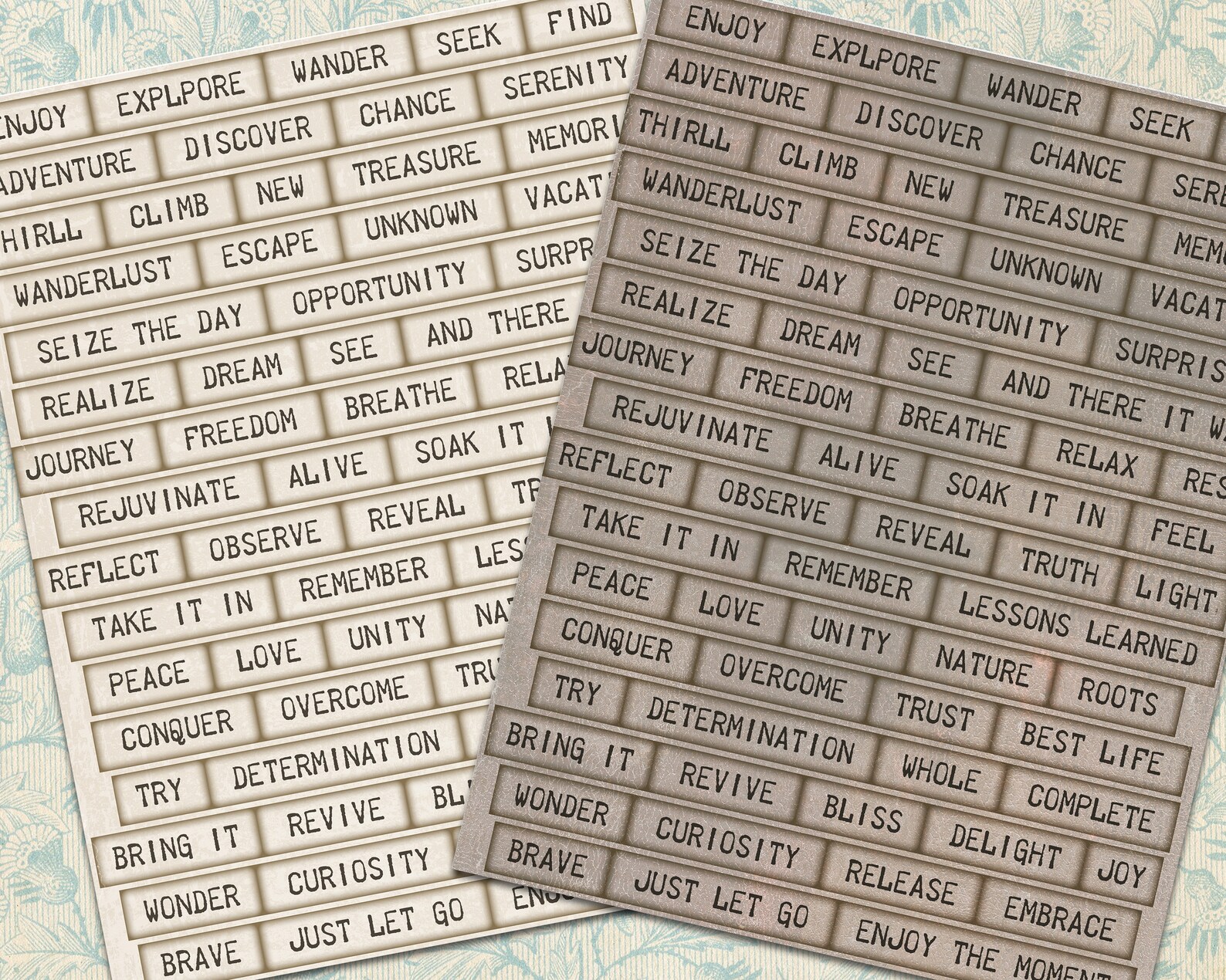 Words Junk Journals, Embellishments for Junk Journals, Printable Junk ...