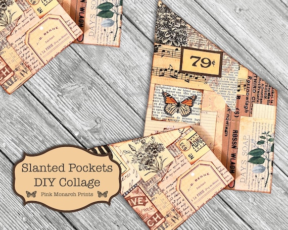 Slanted Pocket DIY Collage Junk Journal Kit Digital Junk - Etsy