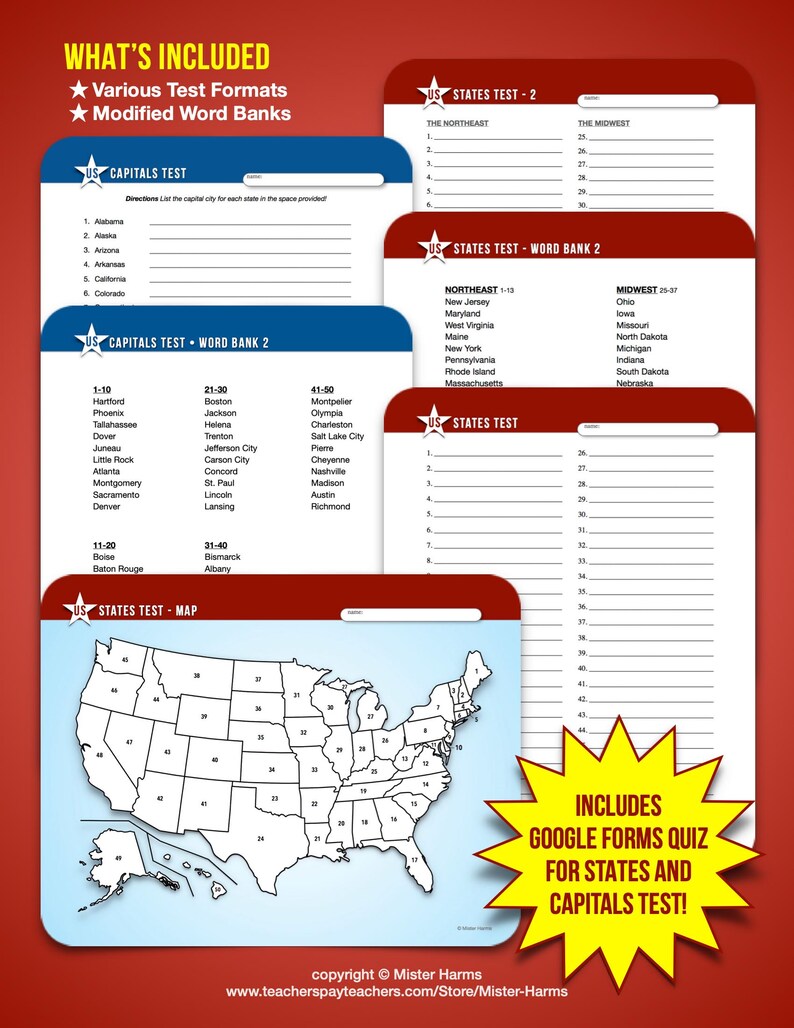 50 States and Capitals Activities | Worksheet Bundles | U.S. Geography ...