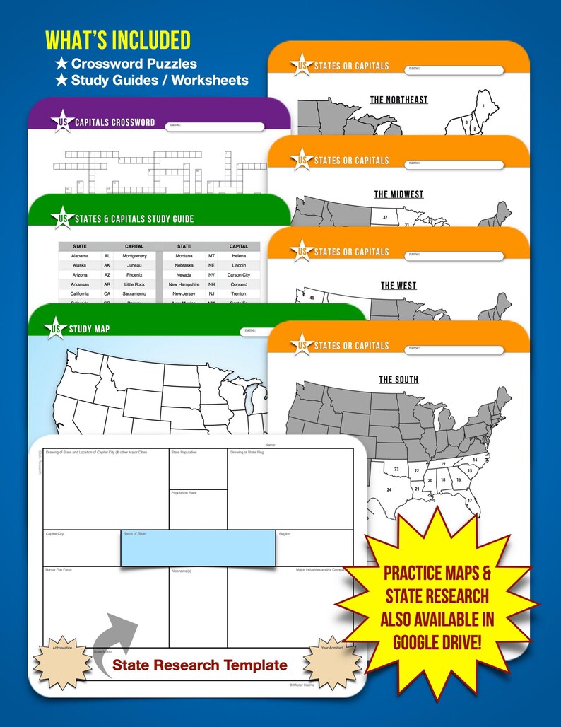 50 States and Capitals Activities | Worksheet Bundles | U.S. Geography ...