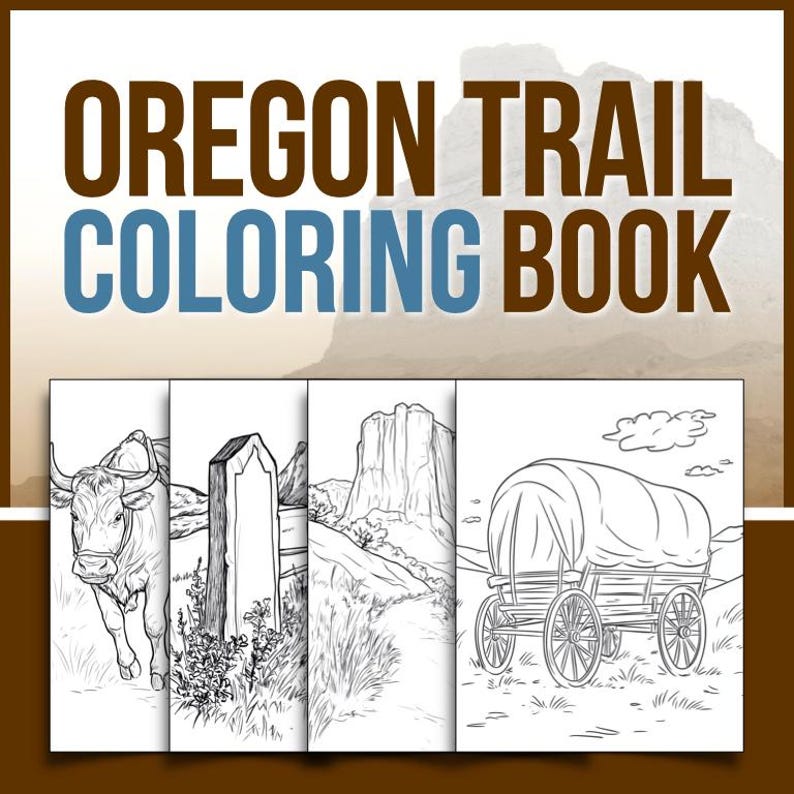 Oregon Trail Coloring Book Pages | Pioneer Westward Expansion Activity ...