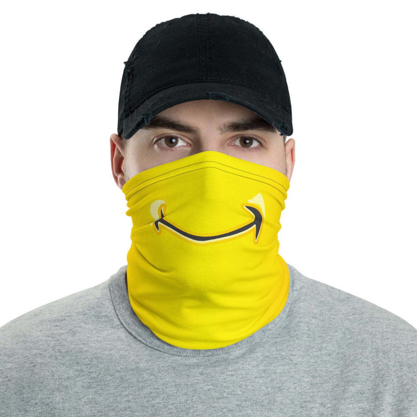 Cartoon Smirk Smile Emoji/emoticon/smiley Neck Gaiter/face Mask - Etsy