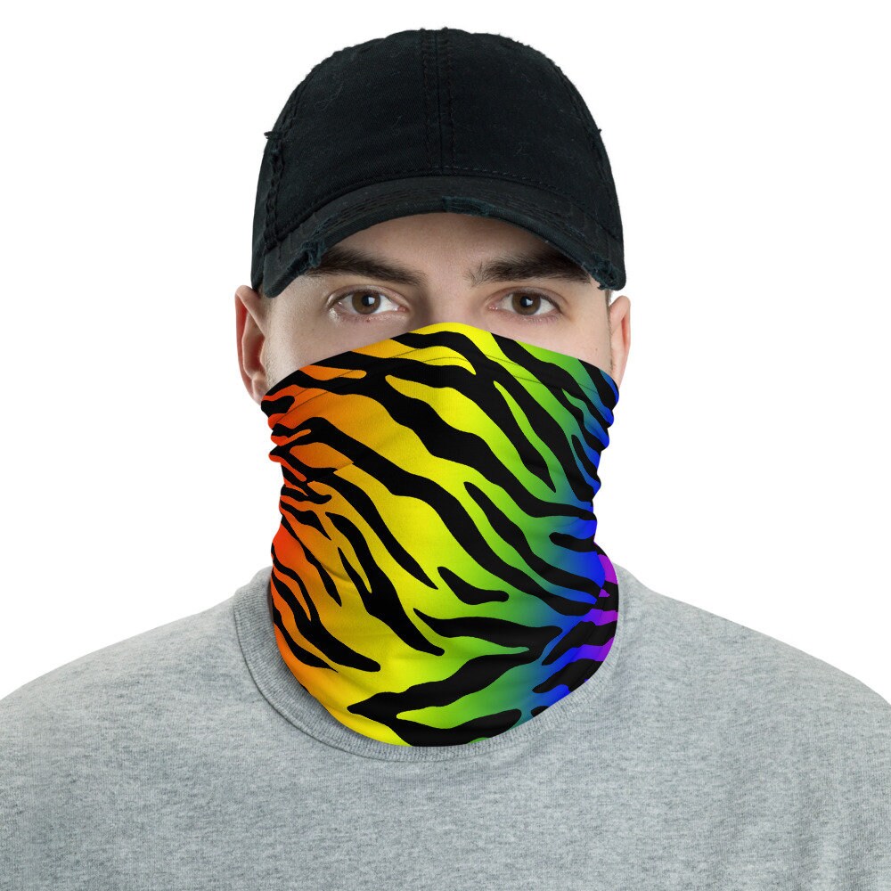 Rainbow Tiger Print Neck Gaiter/mask - Etsy