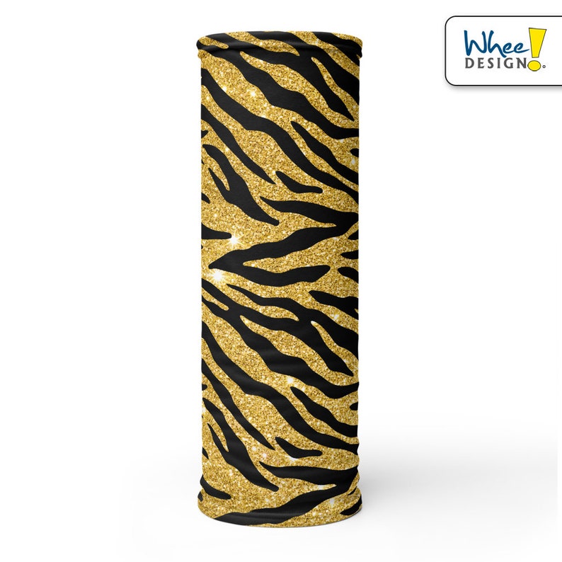 Faux Gold Glitter Tiger Print Neck Gaiter/mask - Etsy