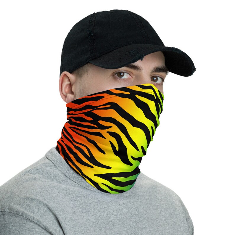 Rainbow Tiger Print Neck Gaiter/mask - Etsy