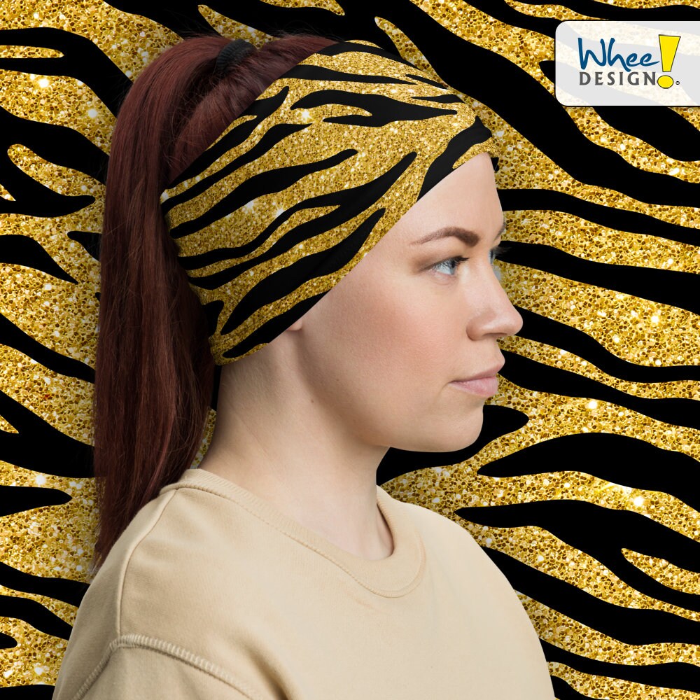 Faux Gold Glitter Tiger Print Neck Gaiter/mask - Etsy