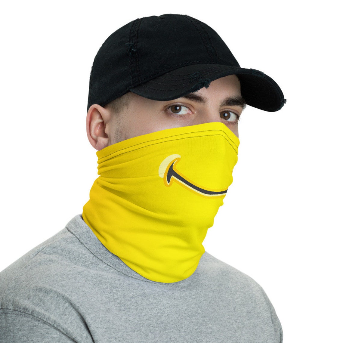 Cartoon Smirk Smile Emoji/emoticon/smiley Neck Gaiter/face Mask - Etsy