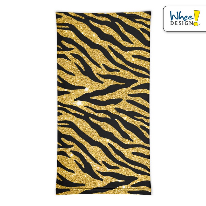 Faux Gold Glitter Tiger Print Neck Gaiter/mask - Etsy