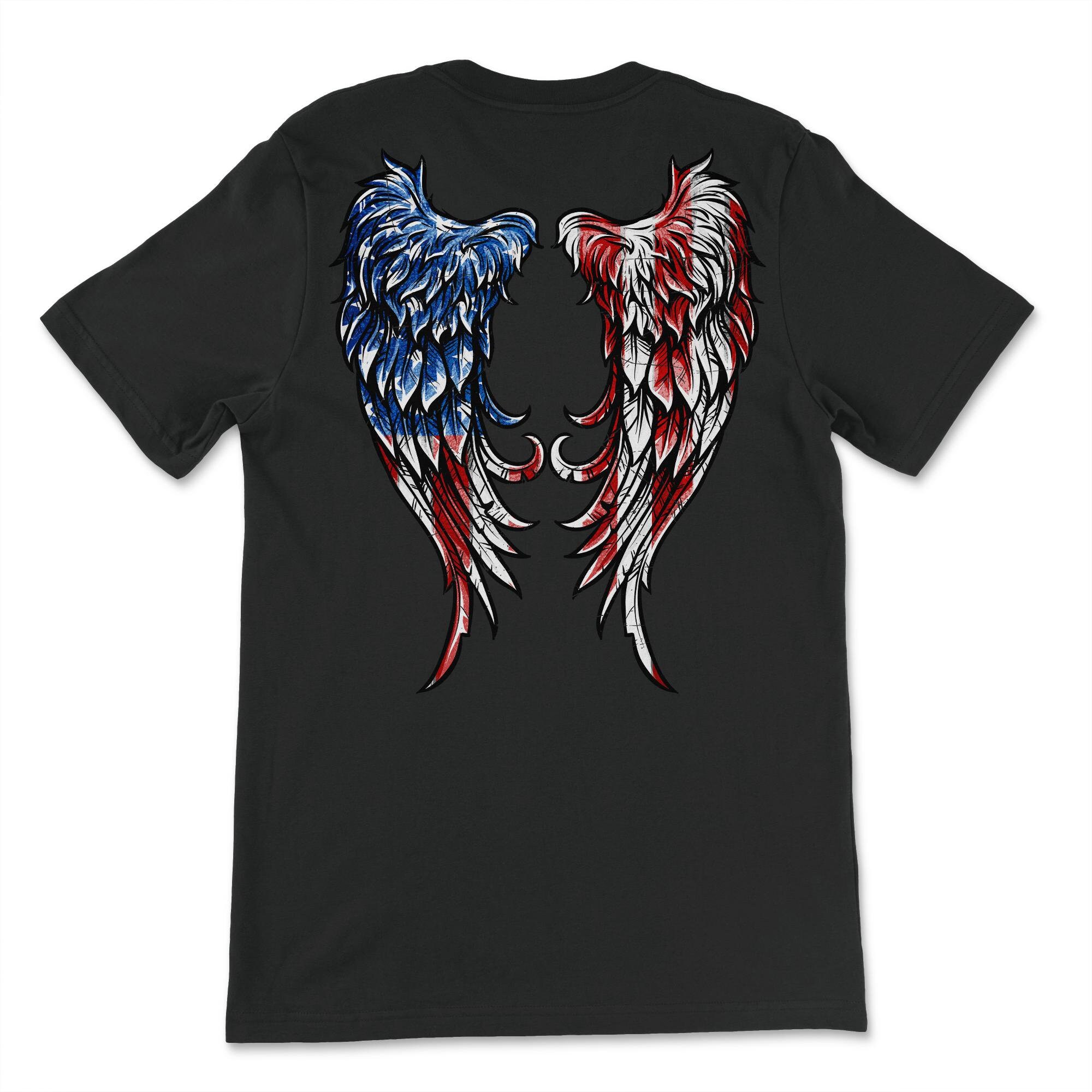 Distressed American Flag Angel Wings Unisex T-shirt - Etsy