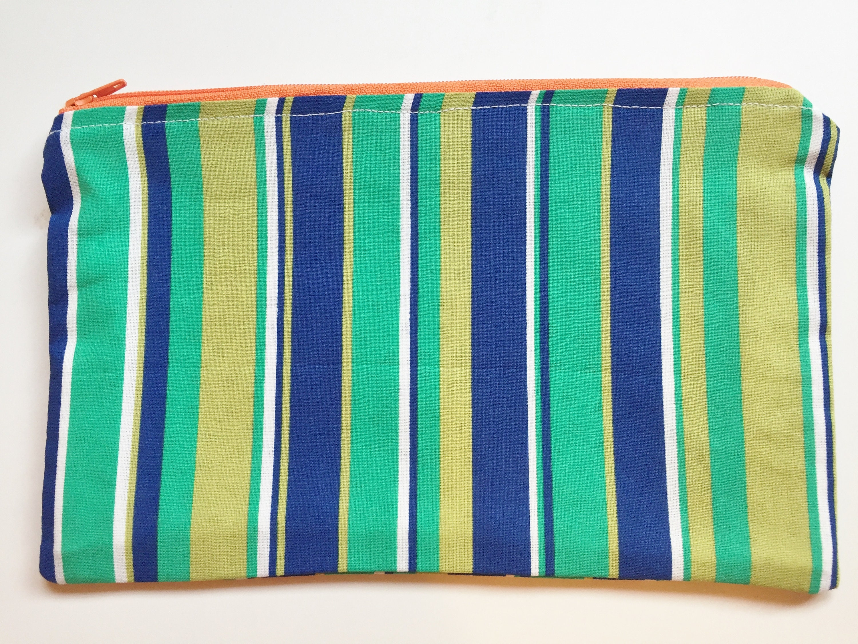 Blue Striped Zipper Bag | Etsy