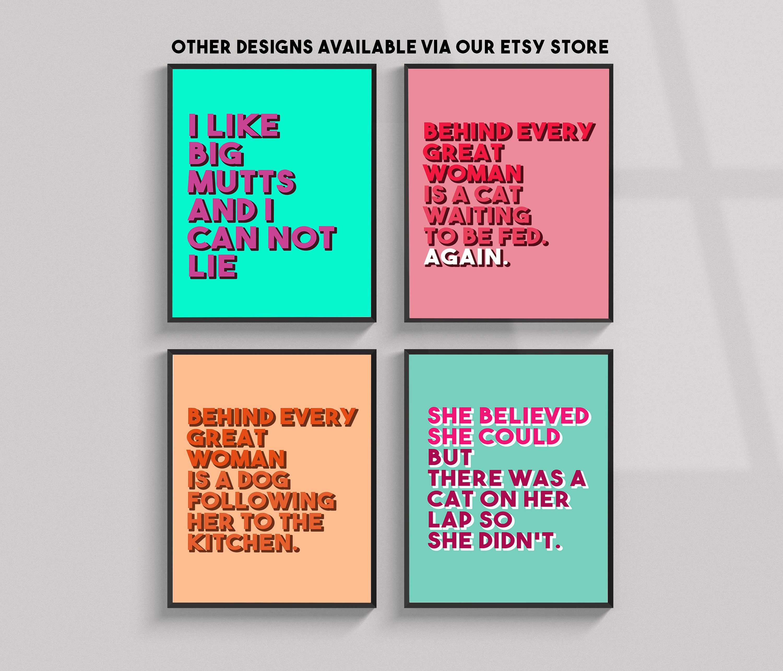 Cats In Hats Print - Cat Poster - Cat Owner Gift - Black Cat Wall Art ...