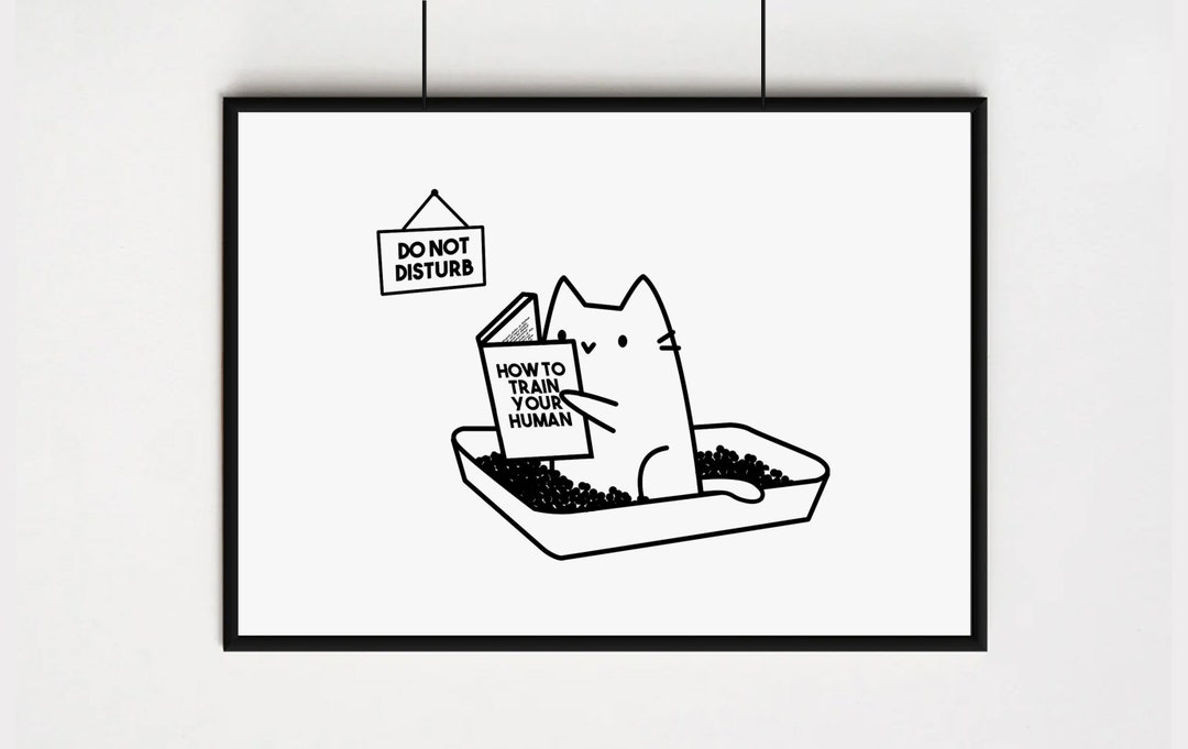 Train Your Human Cat Print Cat Wall Decor Funny Cat Print Cat Wall Art ...