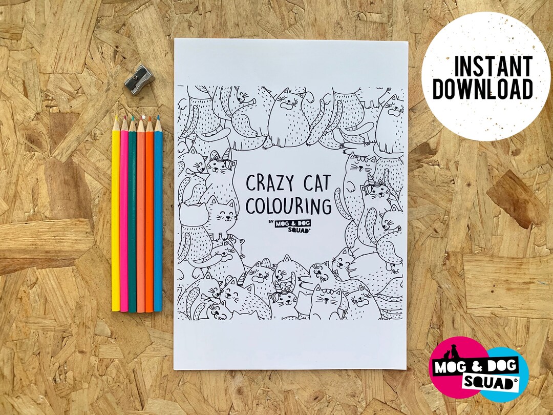 Crazy Cat Colouring Pages 15 Pages Printable PDF - Etsy UK