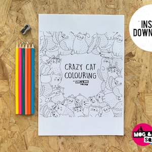 Crazy Cat Colouring Pages 15 Pages Printable PDF - Etsy UK