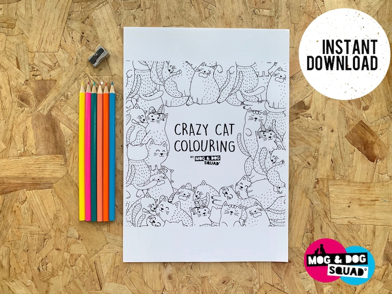 Crazy Cat Colouring Pages - 15 Pages - Printable PDF - Etsy UK