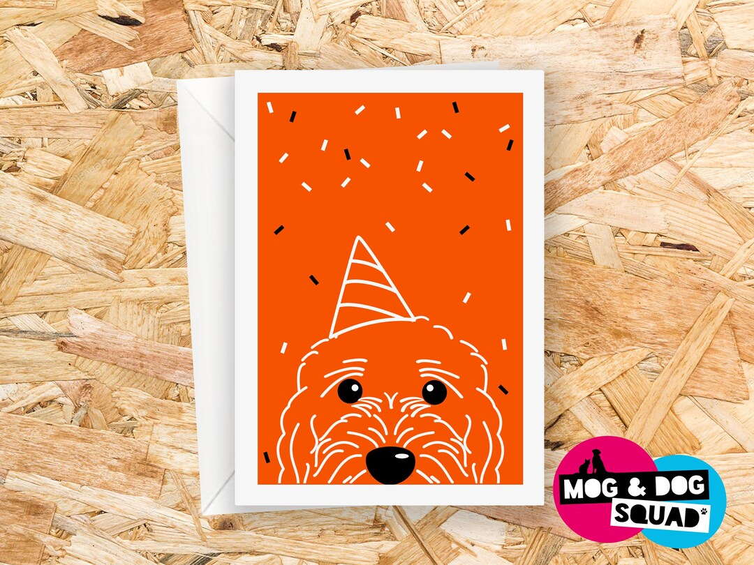 Cockapoo Birthday Card Cavapoo Birthday Card Doodle Dog Greeting Card ...