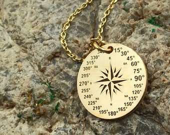 Dainty Compass Necklace Solid Gold 14k Compass Jewelry | Etsy