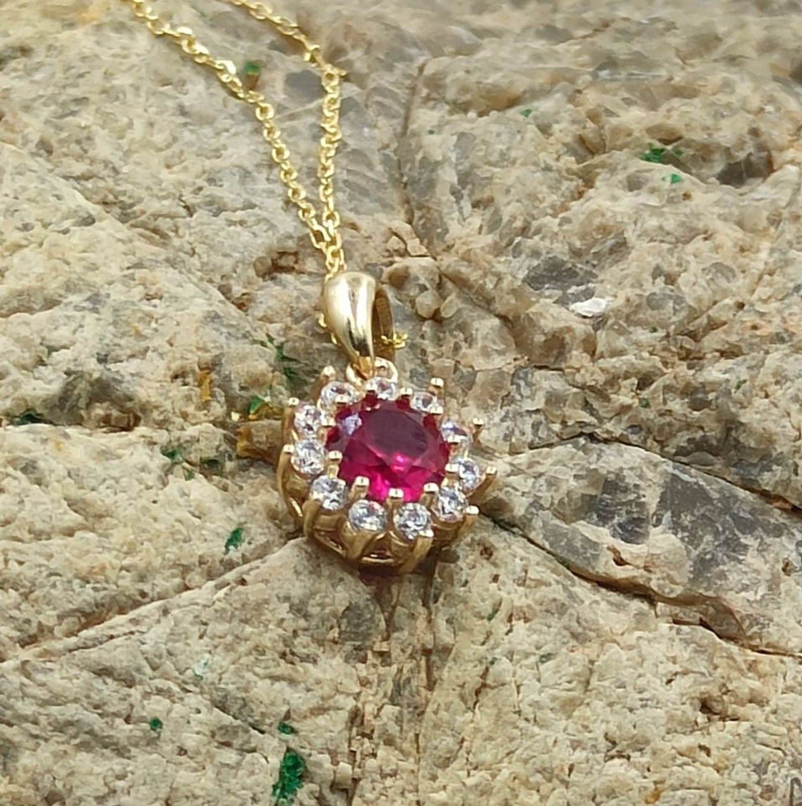 Ruby Necklace Solid Gold 14k Ruby Pendant Necklace Real Ruby - Etsy