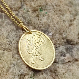 14k Solid Gold Puma Necklace, Pesronalized Puma Pendant, Panther Coin ...