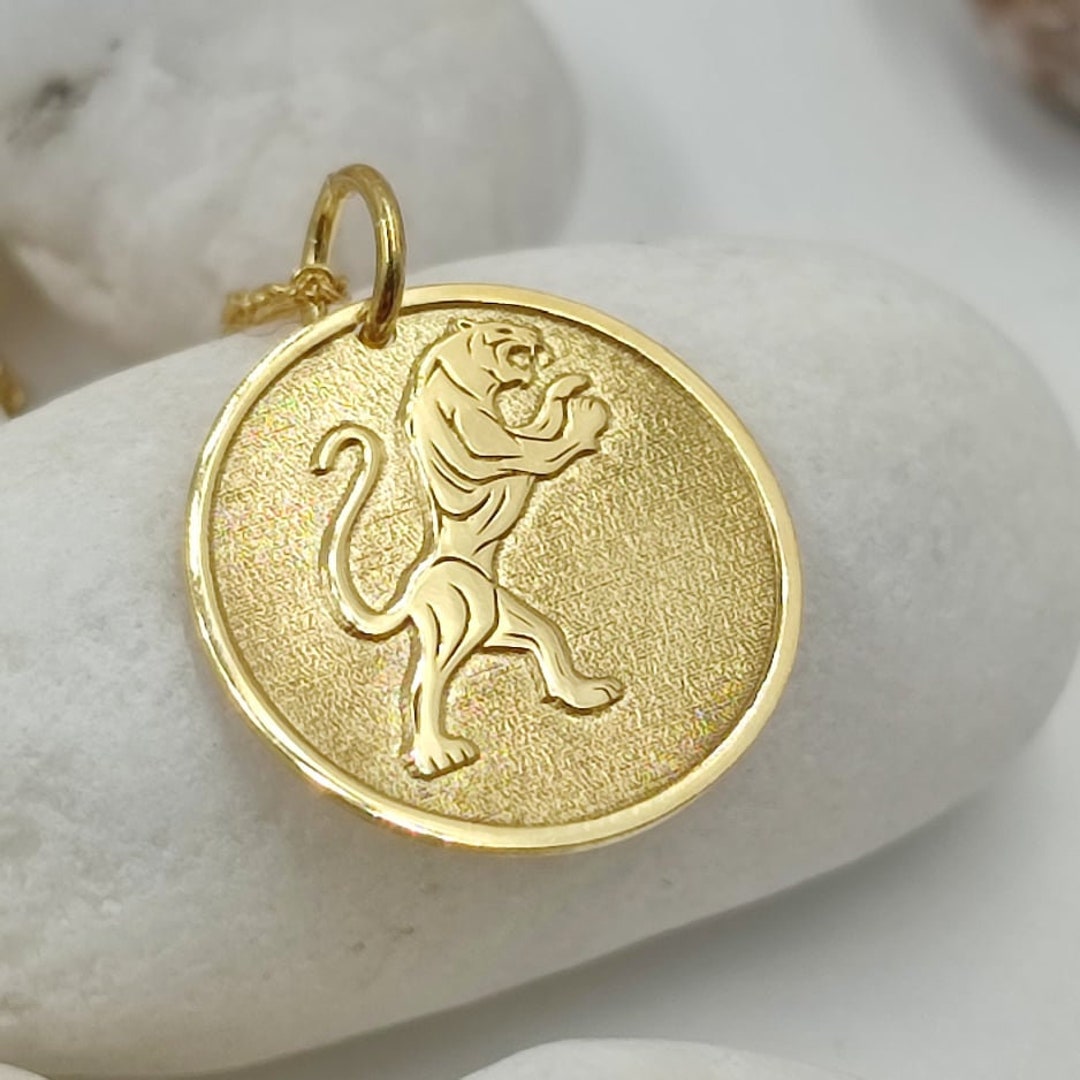 14k Solid Gold Puma Necklace, Pesronalized Puma Pendant, Panther Coin ...